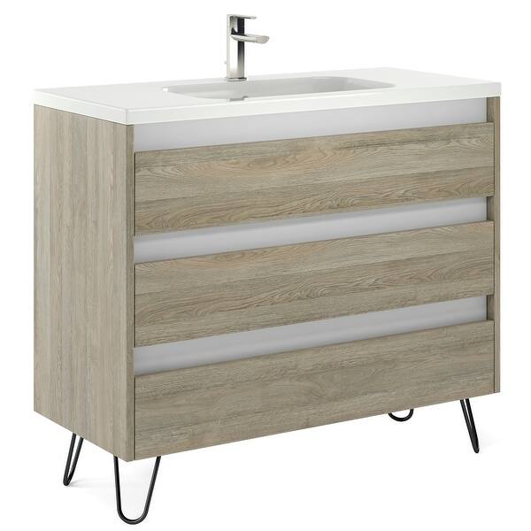 40" Bathroom Vanity Cabinet + Sink | Docce | 3 Drawers | W40 X H35 X D18 in Toasted Oak - Bed ...